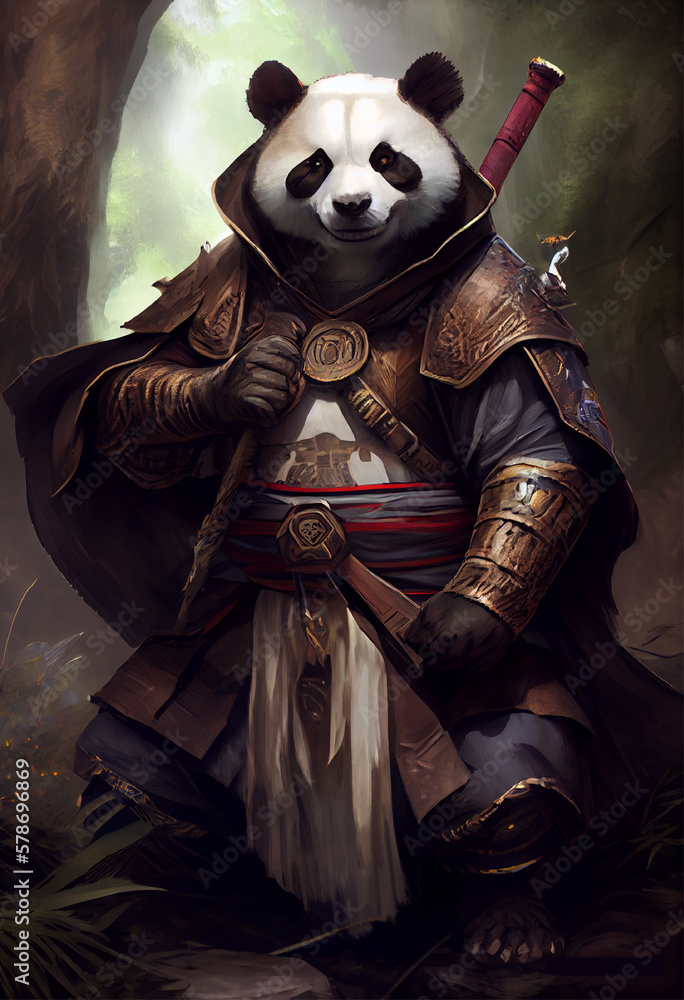 Illustration of a warrior panda monk | Generative Ai | Warrior Panda ...