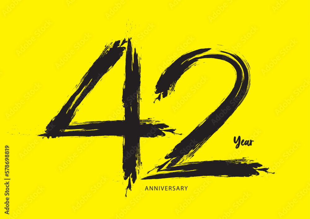 42 year anniversary celebration logotype on yellow background, 42 ...