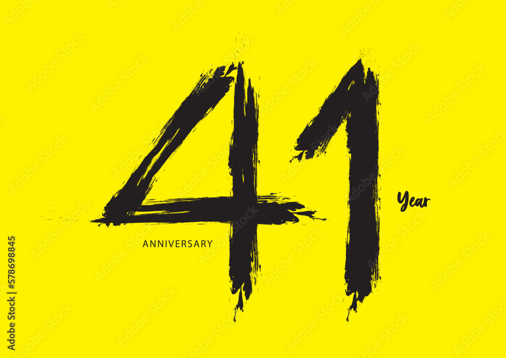 41 year anniversary celebration logotype on yellow background, 41 ...