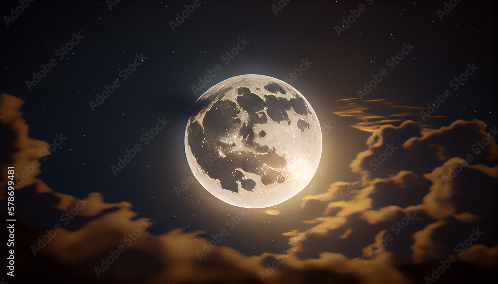 Night_Sky_with_full_moon_realistic concept Ai generated image Stock ...