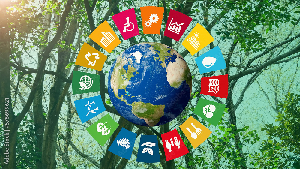 Sustainable society concept. Environmental technology. Sustainable ...