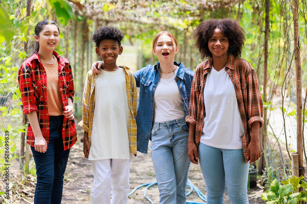 Happy Multi-Cultural Children teenage. Group portrait diverse teenage ...