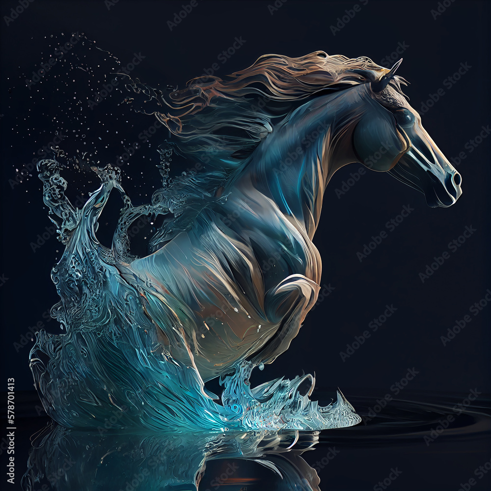 Shape Shifting Water Spirit Appearing as A Horse Generative AI Stock ...