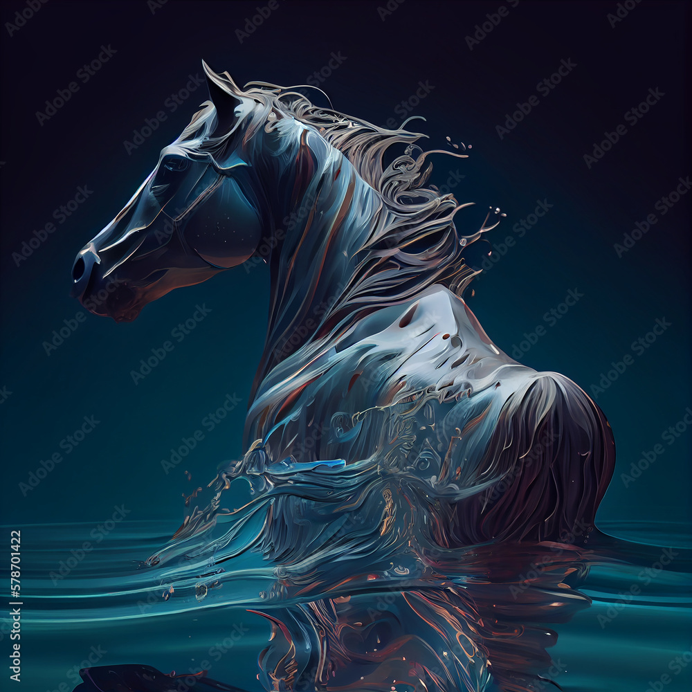 Shape Shifting Water Spirit Appearing as A Horse Generative AI Stock ...