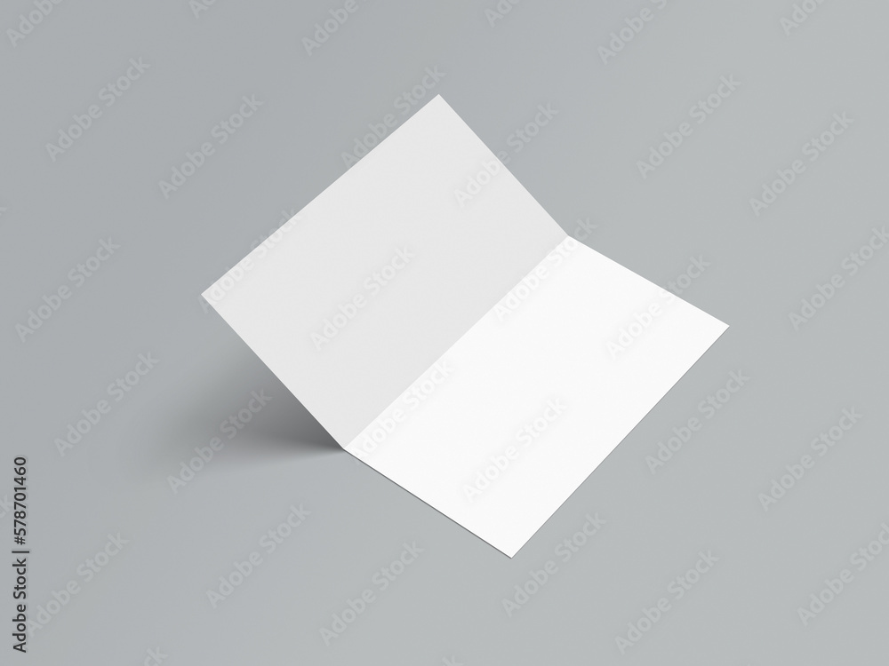 A blank mockup of folded business card on isolated background ...