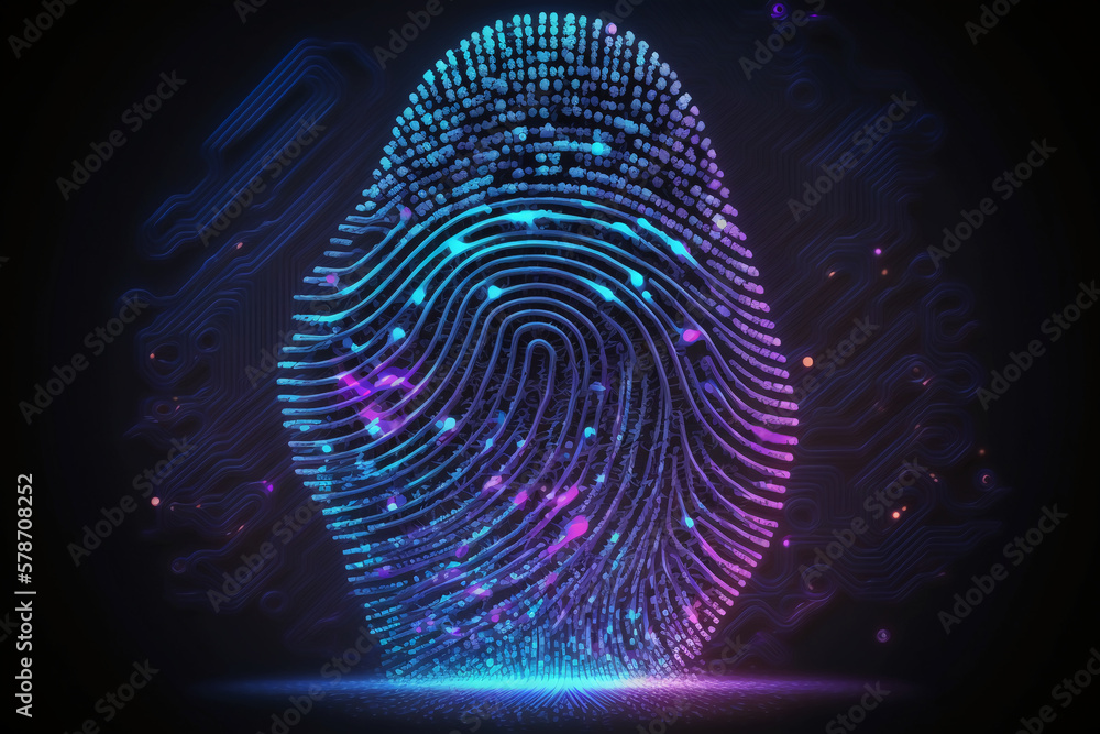 Biometrics identification and cyber security concept. Generative AI ...