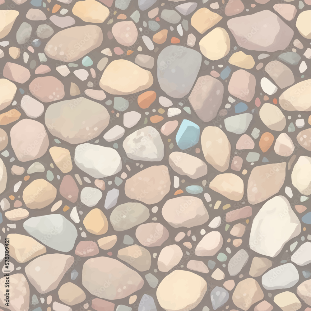 Minimalist Pebble Stones or Cobblestones Seamless Texture Pattern Hand ...
