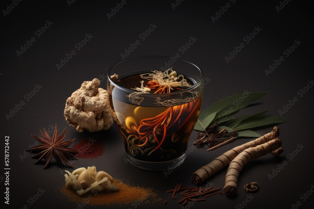 Create a potent health tonic by mixing Red ginseng, ginseng, cordyceps ...
