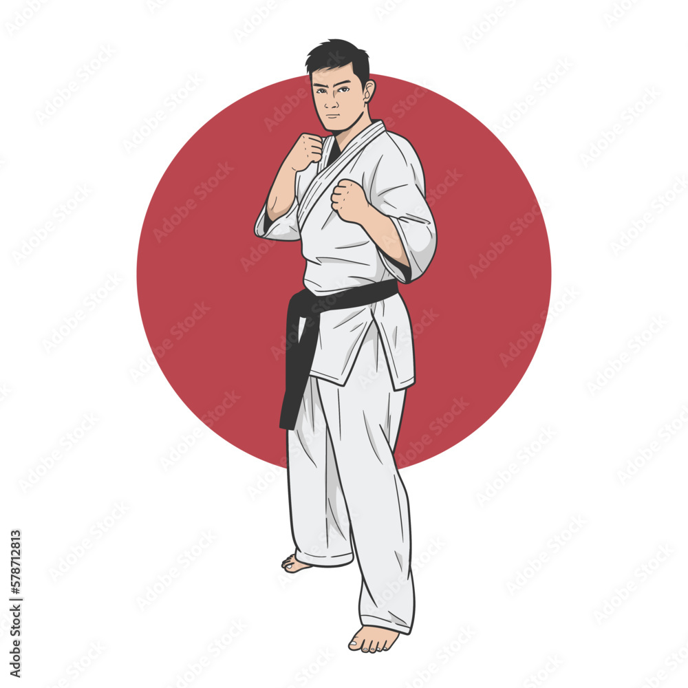 karate vector illustration. hand drawing Stock Vector | Adobe Stock