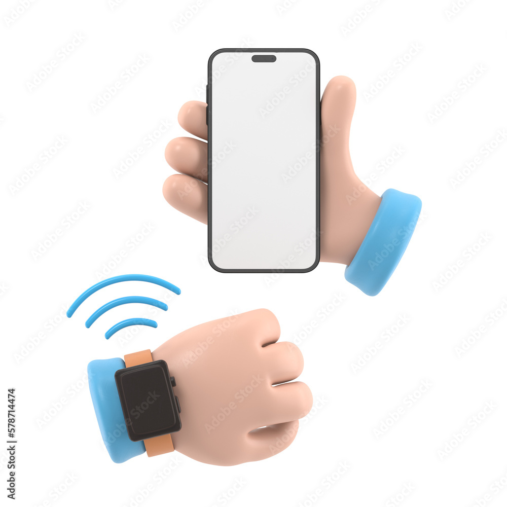 Transparent Backgrounds Mock-up.3d icon nfc smart watch connected to ...