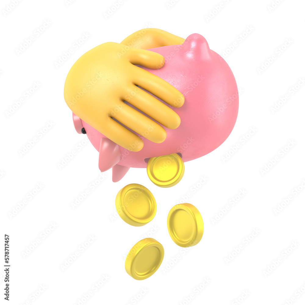 Transparent Backgrounds Mock-up.Human in hands shaking piggy bank. Fall ...