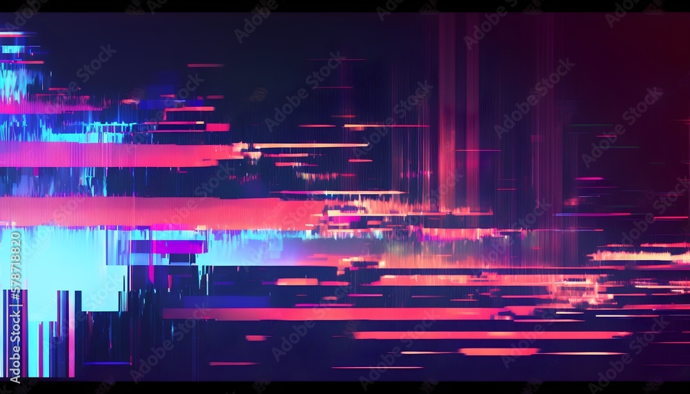 Abstract digital glitch background with neon colors. Static, distorted ...