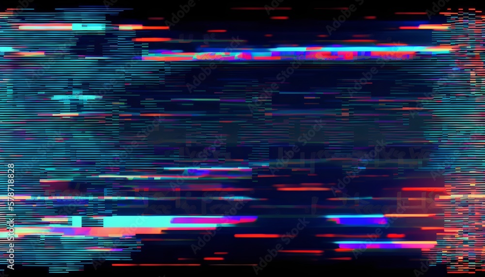 Abstract digital glitch background with neon colors. Static, distorted ...