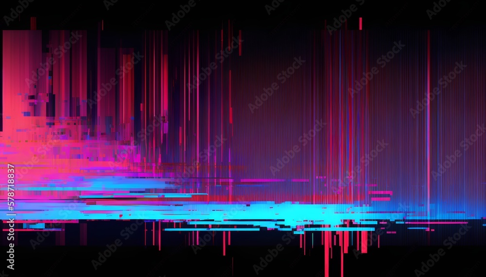 Abstract digital glitch background with neon colors. Static, distorted ...
