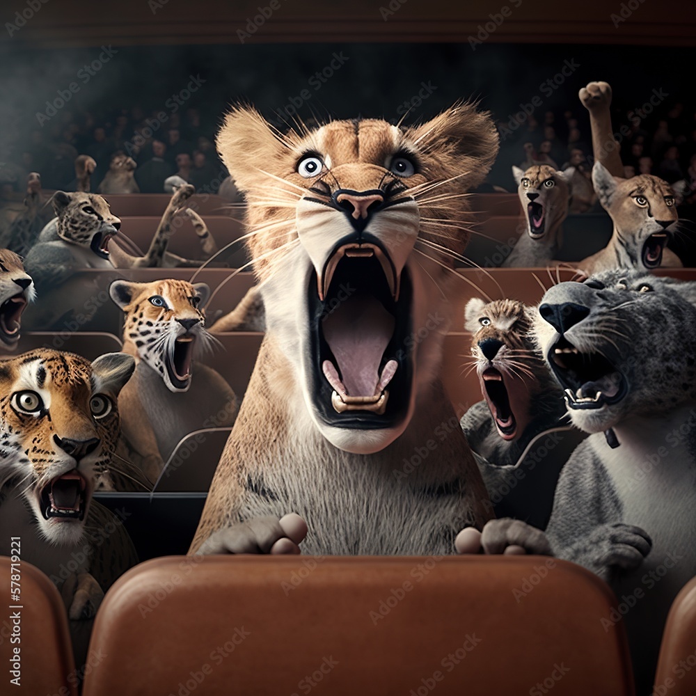 Ilustrace „animals are cheering on a match in the auditorium they ...