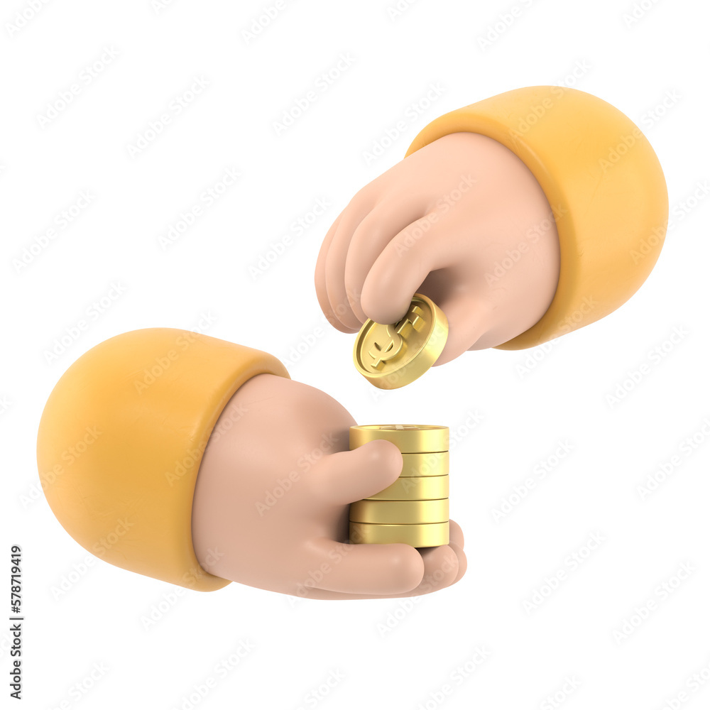 Transparent Backgrounds Mock-up.3d Icon black hand giving coins. Money ...