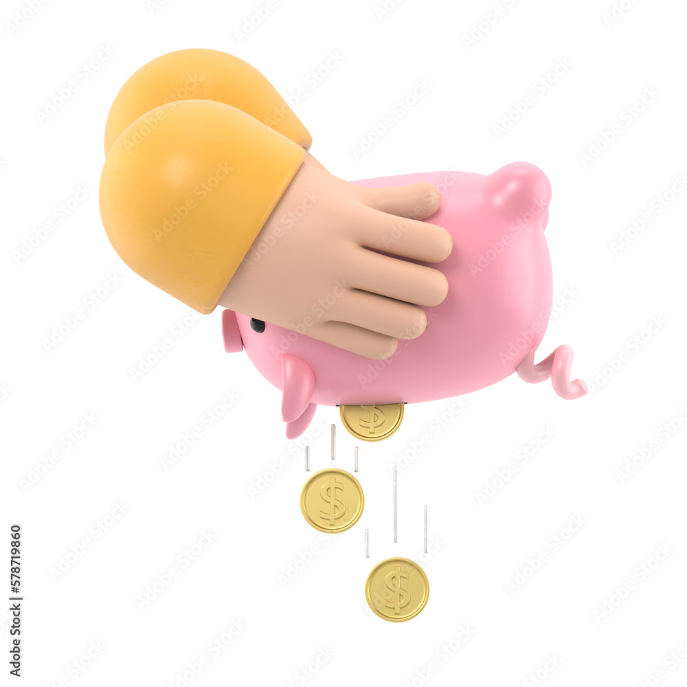 Transparent Backgrounds Mock-up.Human in hands shaking piggy bank. Fall ...
