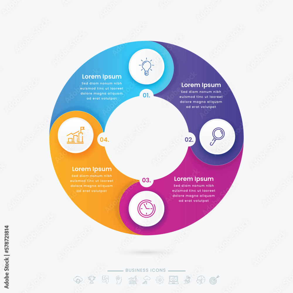 Circular Infographic Diagram With Business Icons And 4 Options. Can Be ...