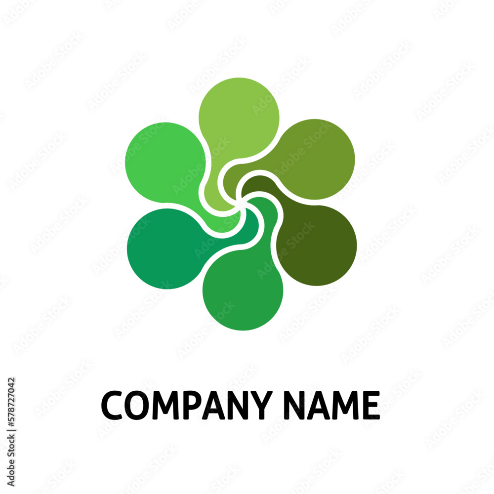 Logo icon company trendy vector green color six-pronged perspective ...