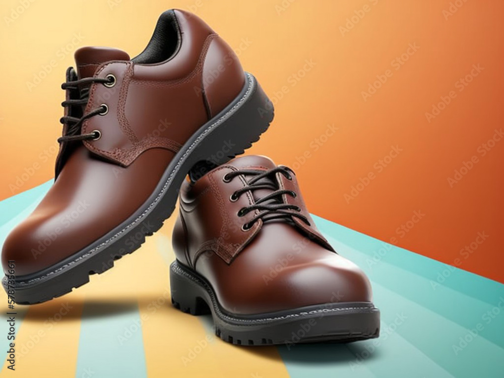 3D illustration of a pair of safety shoes isolated in pastel color ...