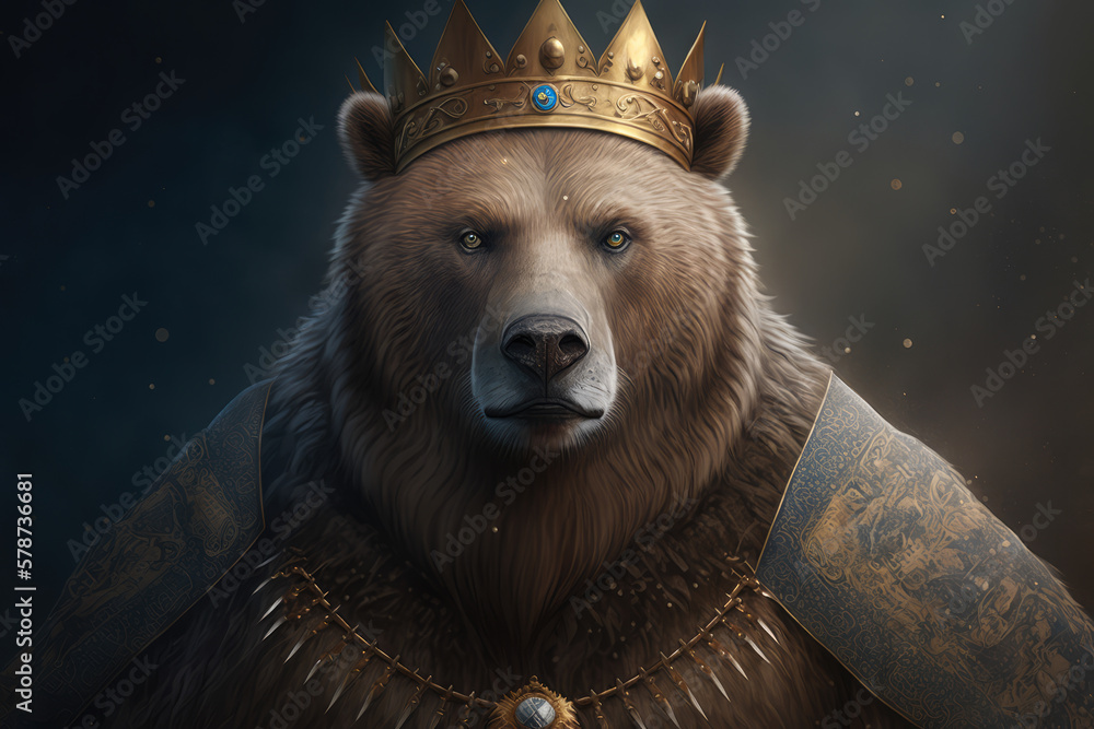 The Crowned Bear Brown Bear with a Crown Worn Proudly on its Head ...