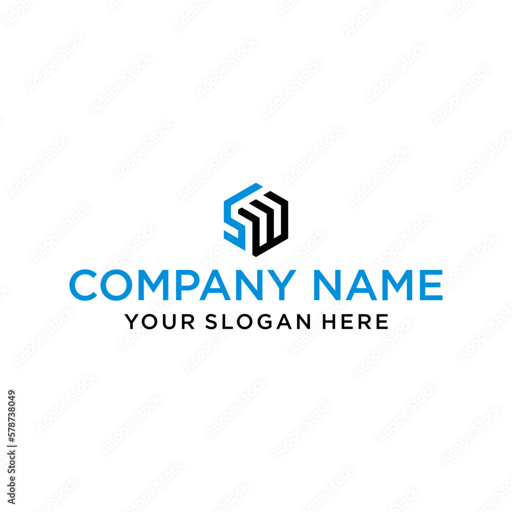 SW letter logo in the form of hexagons and cube logos with letter ...