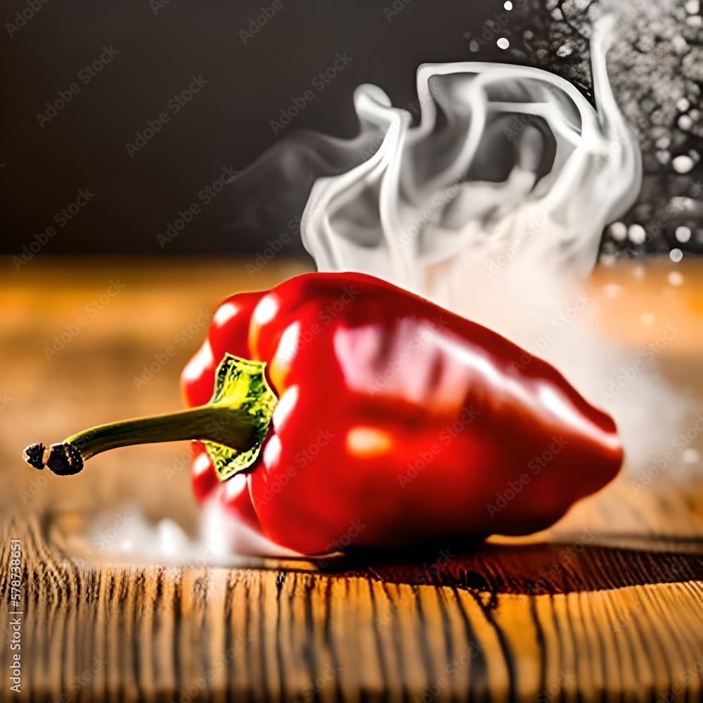 Smoking Chili Pepper - ai art, illustration, red hot chili pepper Stock ...