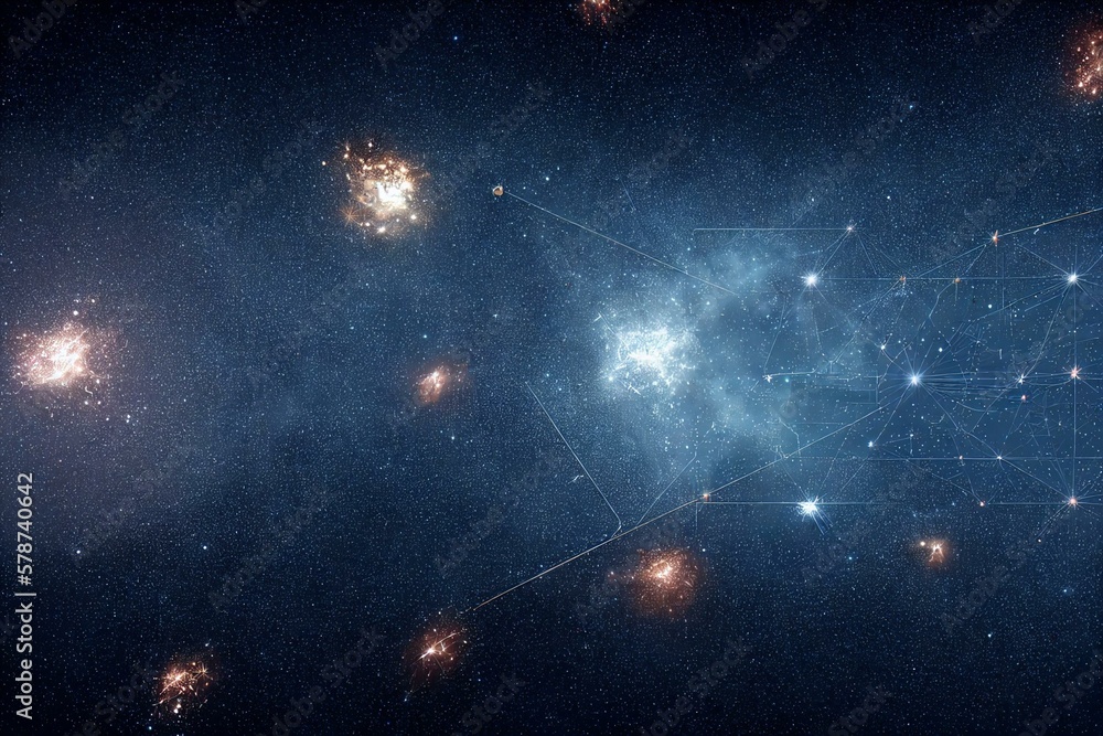 Gemini constellation, Cluster of stars, Castor & Pollux, Twins constellation. Generative AI ...
