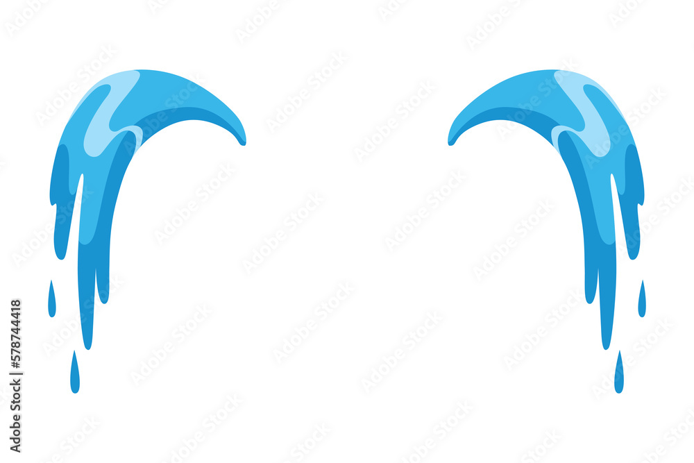 Cartoon tear drops icon. Sorrow cry streams, tear blob. Crying fluid ...