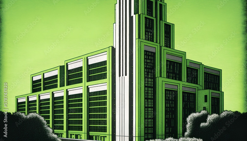 Green manufacturing factory building illustration. Eco-friendly ...