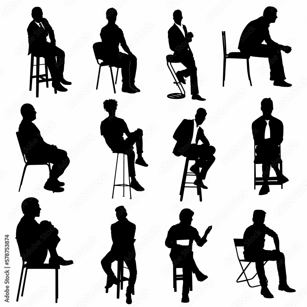 Sitting Man Vector Silhouette, logo, icon Stock Vector | Adobe Stock