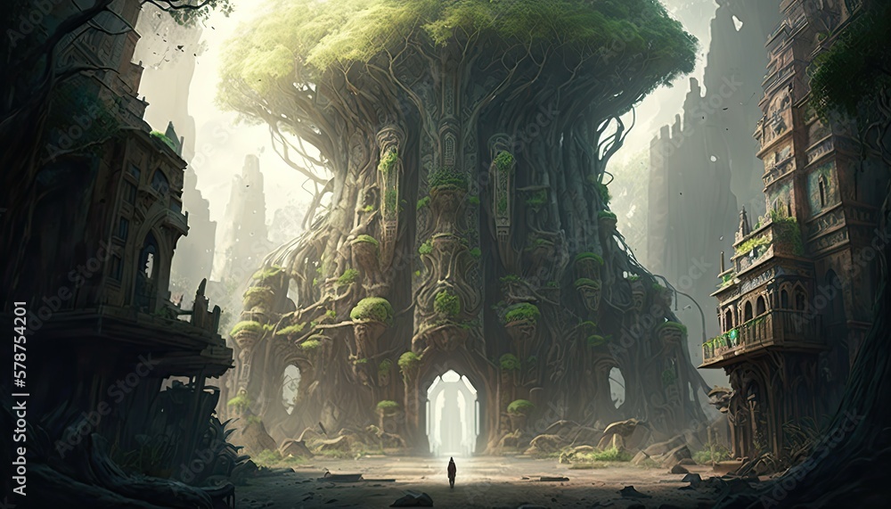 Massive fantasy city landscape concept, an ancient long lost sci fi ... Massive fantasy city landscape concept, an ancient long lost sci fi ...