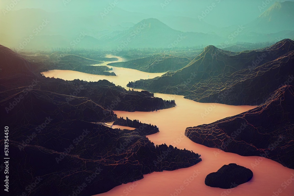 Natural Disasters, mudslides, part of mountain collapsed, created with ...