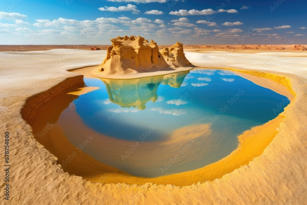 Lake of salt water formed naturally in the middle of the desert. Egypt ...