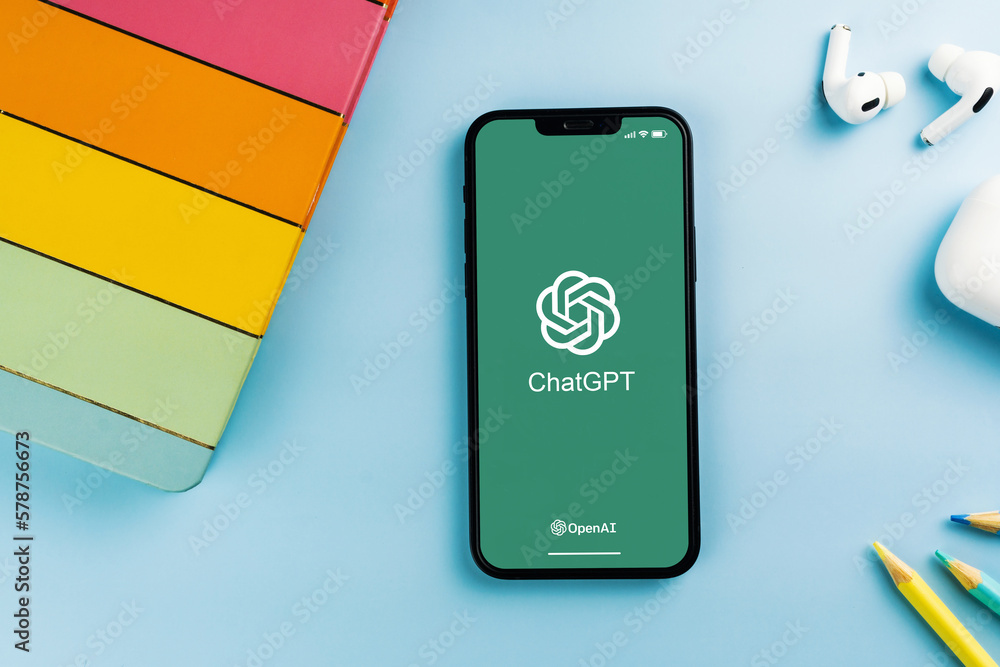 ChatGPT artificial intelligence chatbot app on the smartphone screen ...