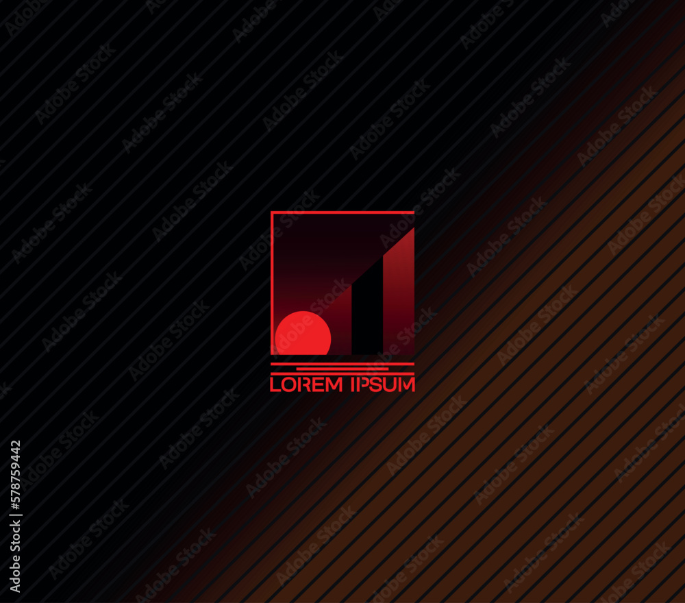 A red techno-style logo on a black background: A futuristic design with ...