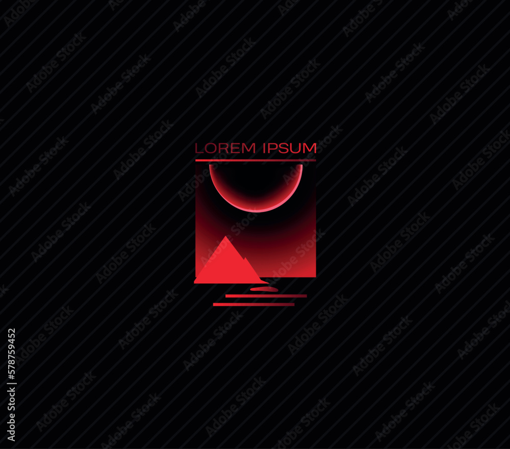 A red techno-style logo on a black background: A futuristic design with ...