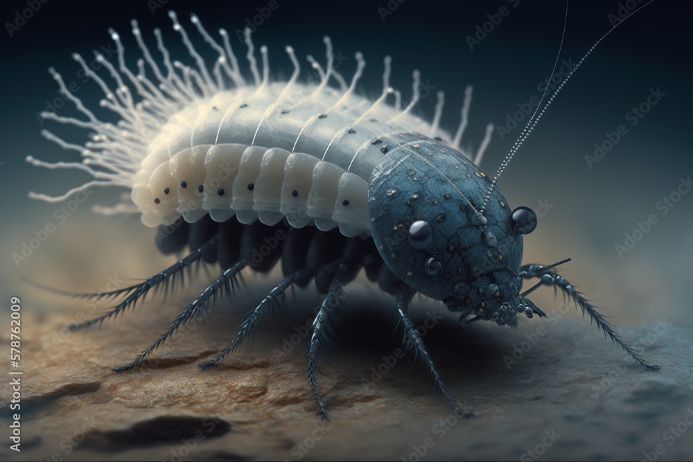 Dust mite magnified through an electron microscope created by ...