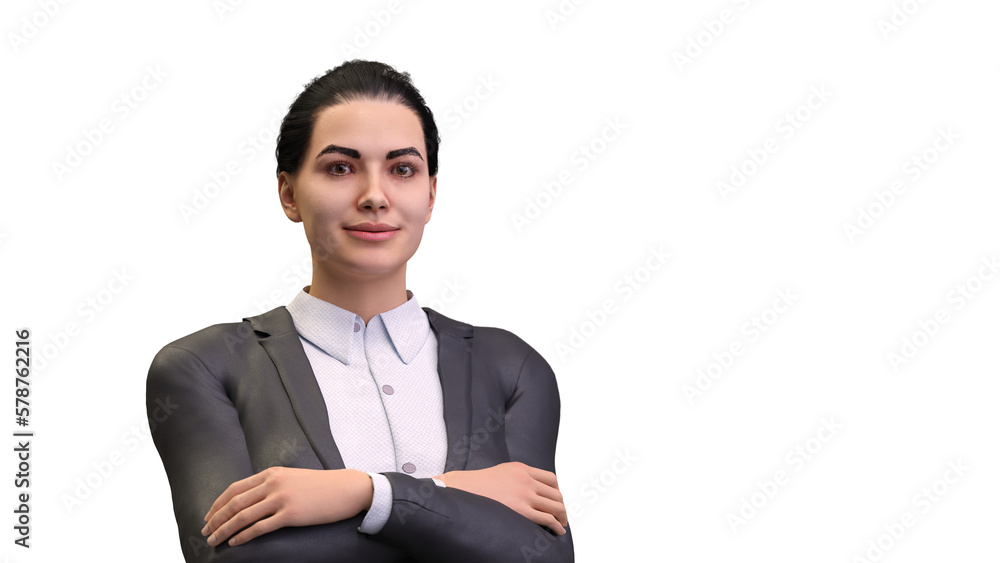 Front view medium shot 3d model and rendering realistic business woman ...