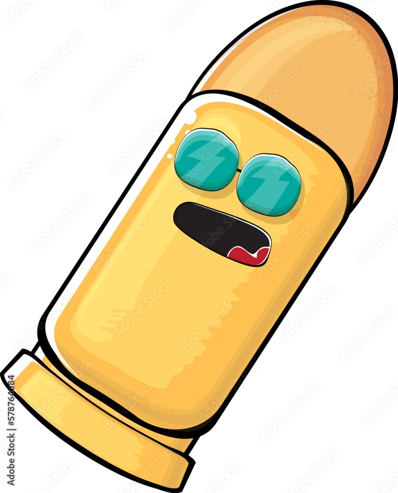 Bullet character. Cartoon funny orange bullet character isolated on ...