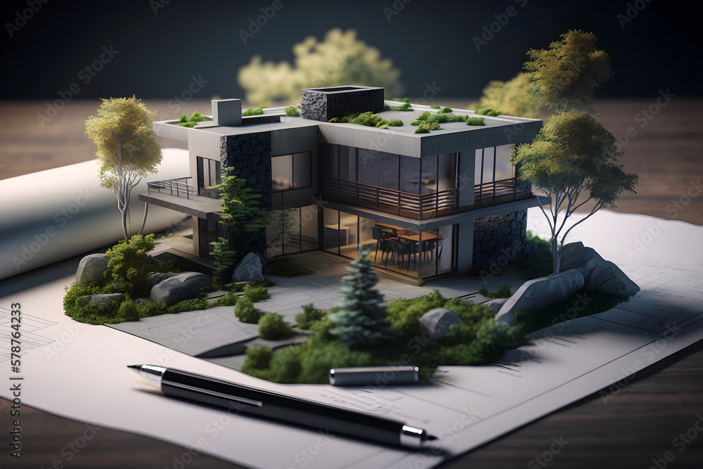 3d modelled building pops up over the 2 dimensional floor plan drawing ...