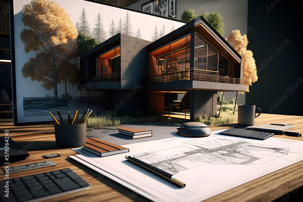 3d modelled building pops up over the 2 dimensional floor plan drawing ...