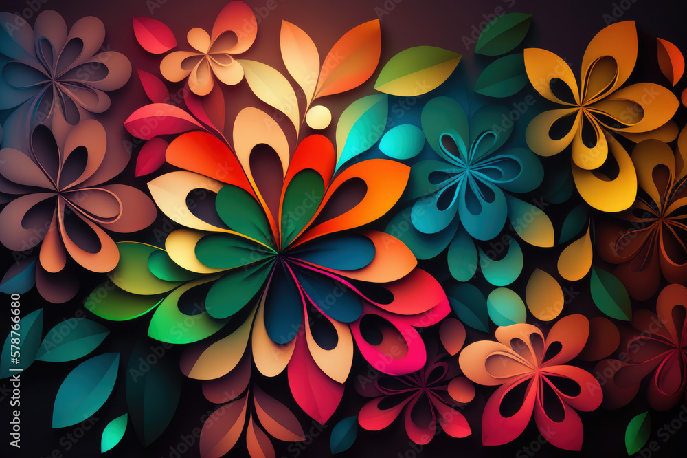 Abstract colorful background with flowers, colorful flower pattern ...