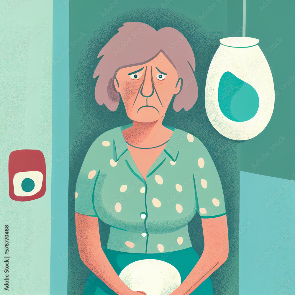 Middle Aged Sad Woman Involuntary Urinary Bladder Incontinence ...