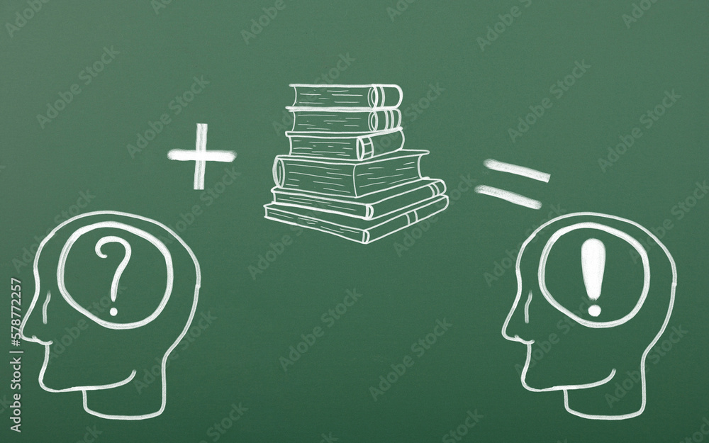 Head with question mark and head with exclamation mark. Obtaining ...