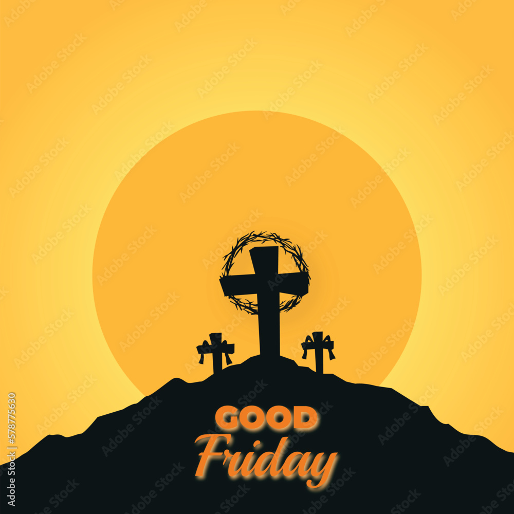 Good friday resurrection of jesus christ scene banner template design ...