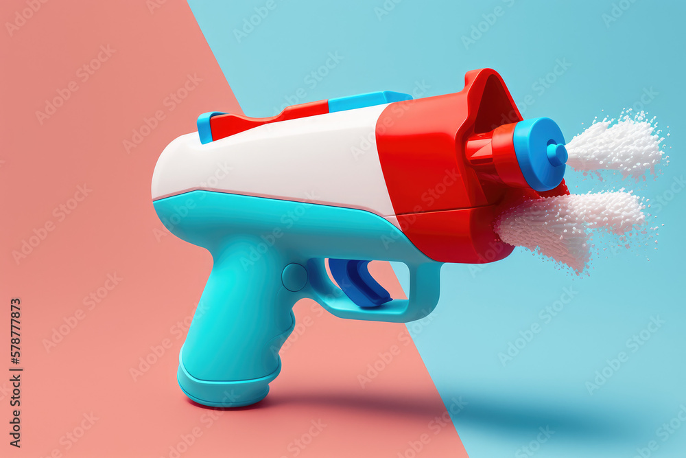 3d red, white, and blue water gun render with a pastel backdrop made by ...