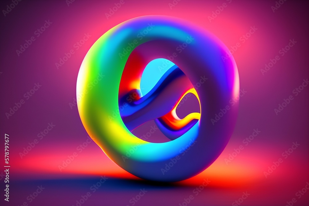 Abstract colorful infinity morphed object floating in a dark background ...