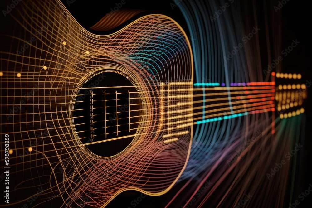 Massively Informative Data Digital Equivalent Of Guitar Strings Showing A Code Field With Wavy