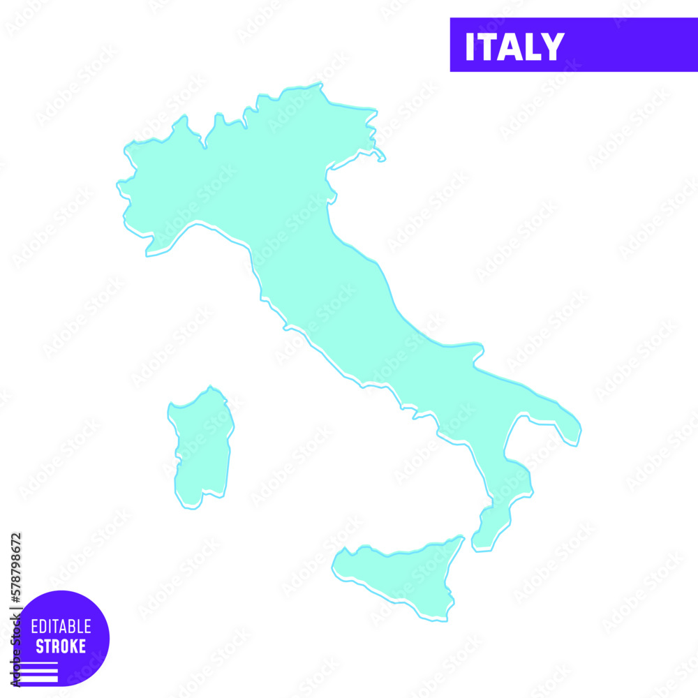 Outline Map of Italy Vector Design Template. Editable Stroke Stock ...